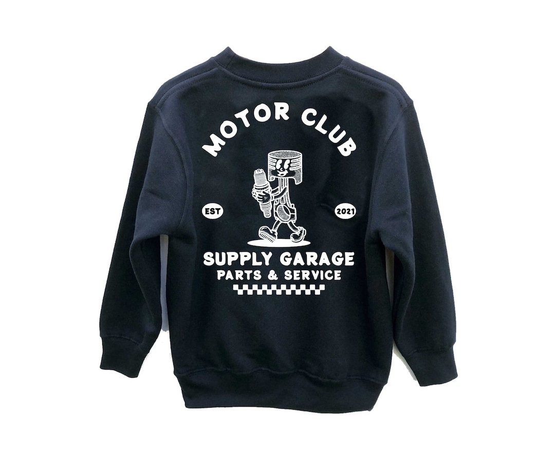 Kids Motor Club Sweatshirt, Youth Parts & Service Garage Sweater, Child ...