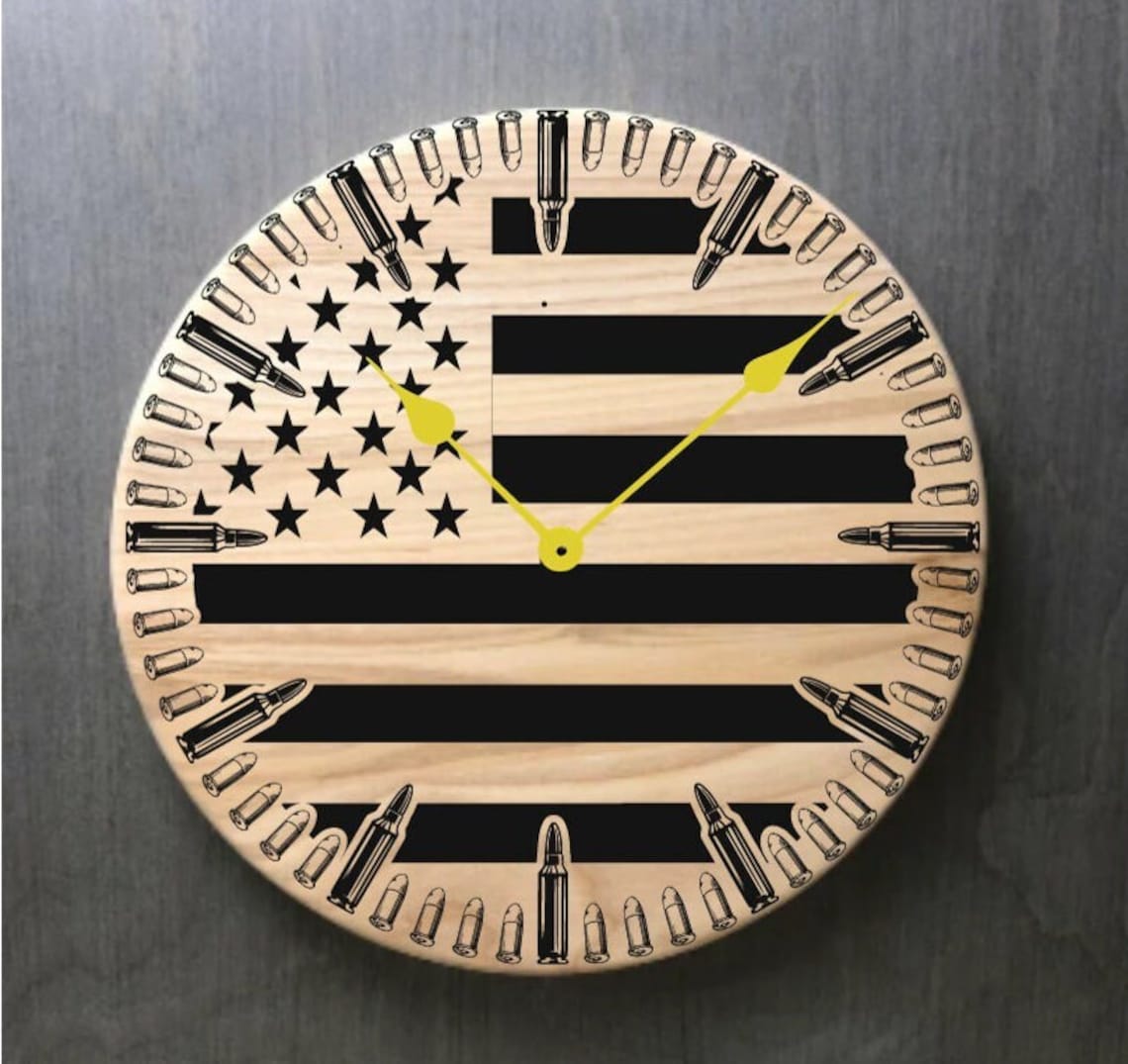 Bullets W/ American Flag Clock SVG for Laser, Xtool, Glowforge - Etsy