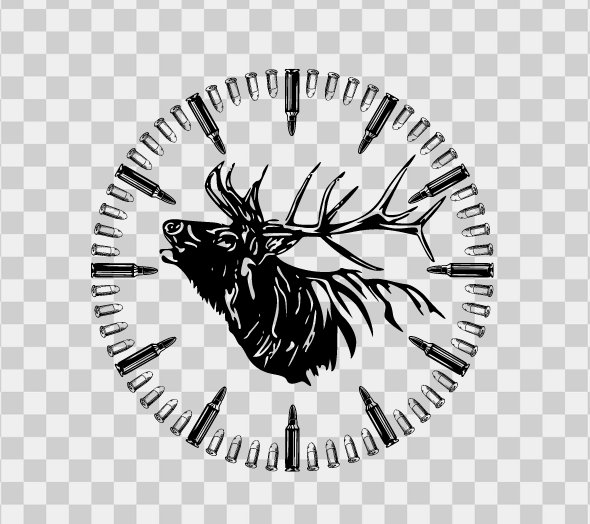 Bullet Clock W/ Bugling Elk SVG for Engraving/vinyl Clock for Hunter or ...