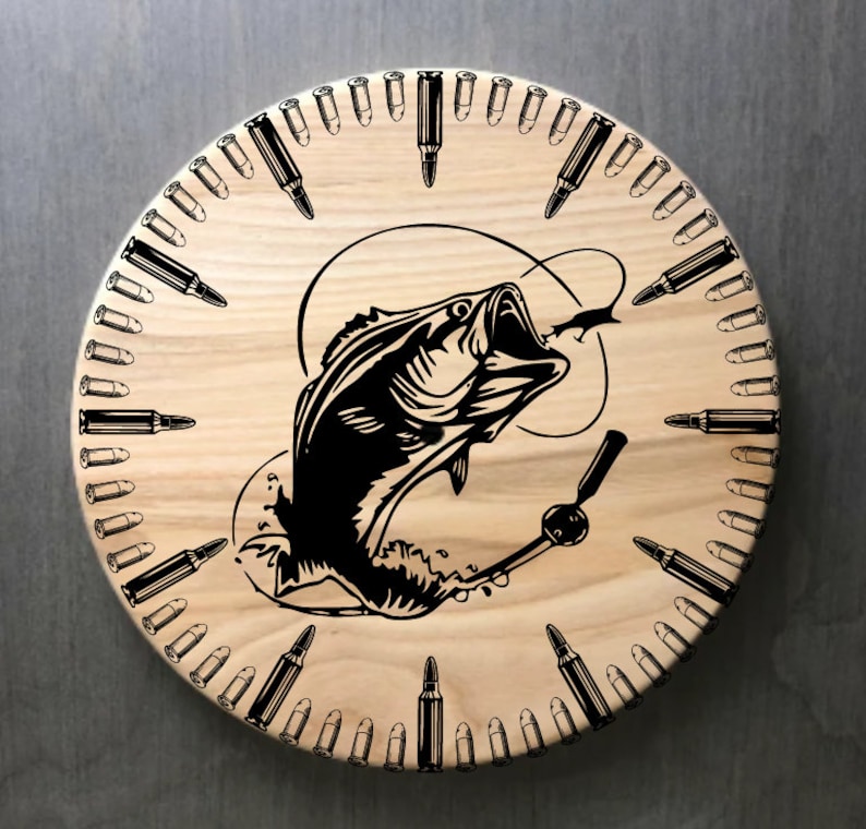 Fishing Clock SVG for Laser or Cricut Great for Outdoorsman - Etsy