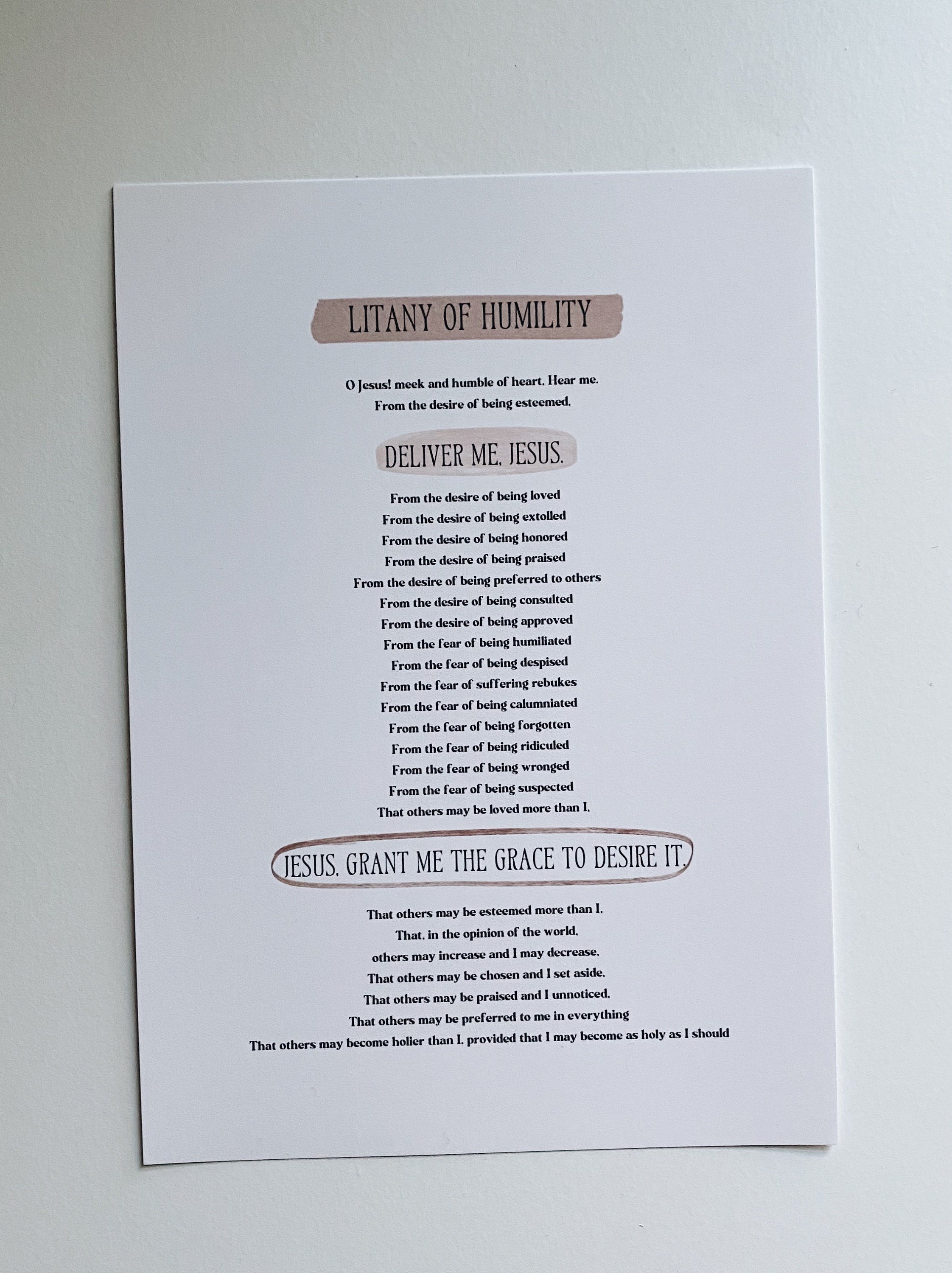 Litany of Humility Prayer Card | Etsy