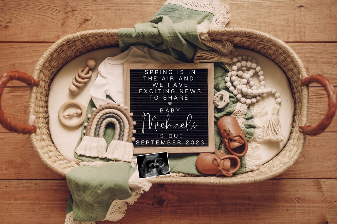 Spring Pregnancy Announcement Digital | Spring Baby Announcement ...