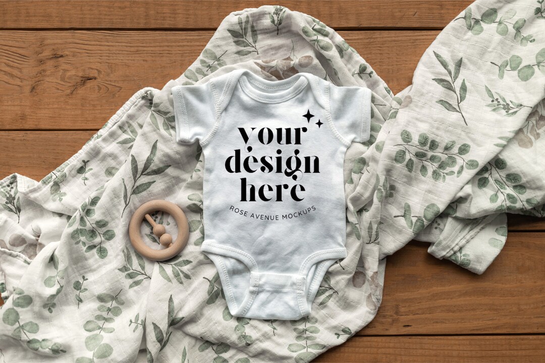 DIGITAL White Baby Onesie Newborn Rabbit Skins Mock up Mock-up Boho ...