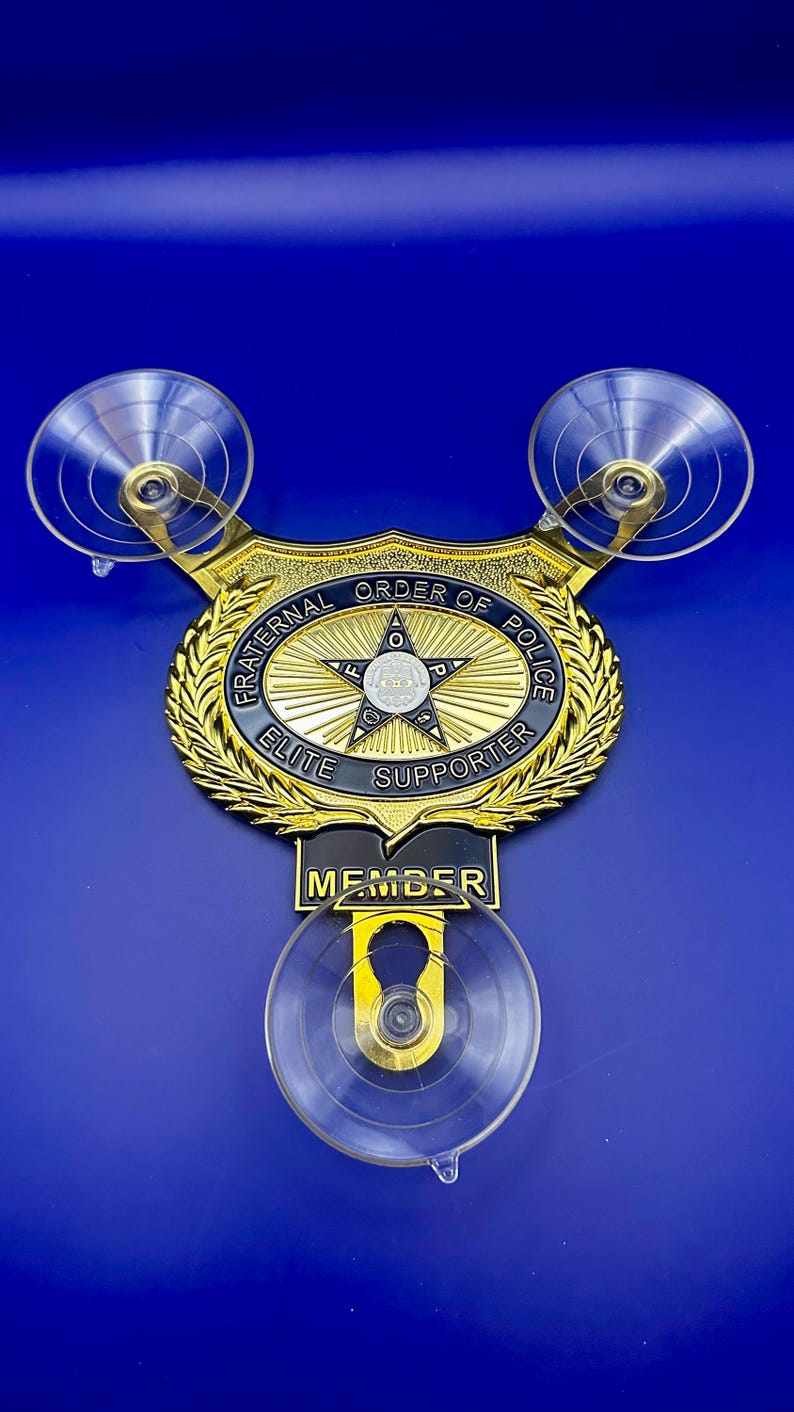 Windshield Badge FOP Fraternal Order of Police Elite Supporter Suction ...