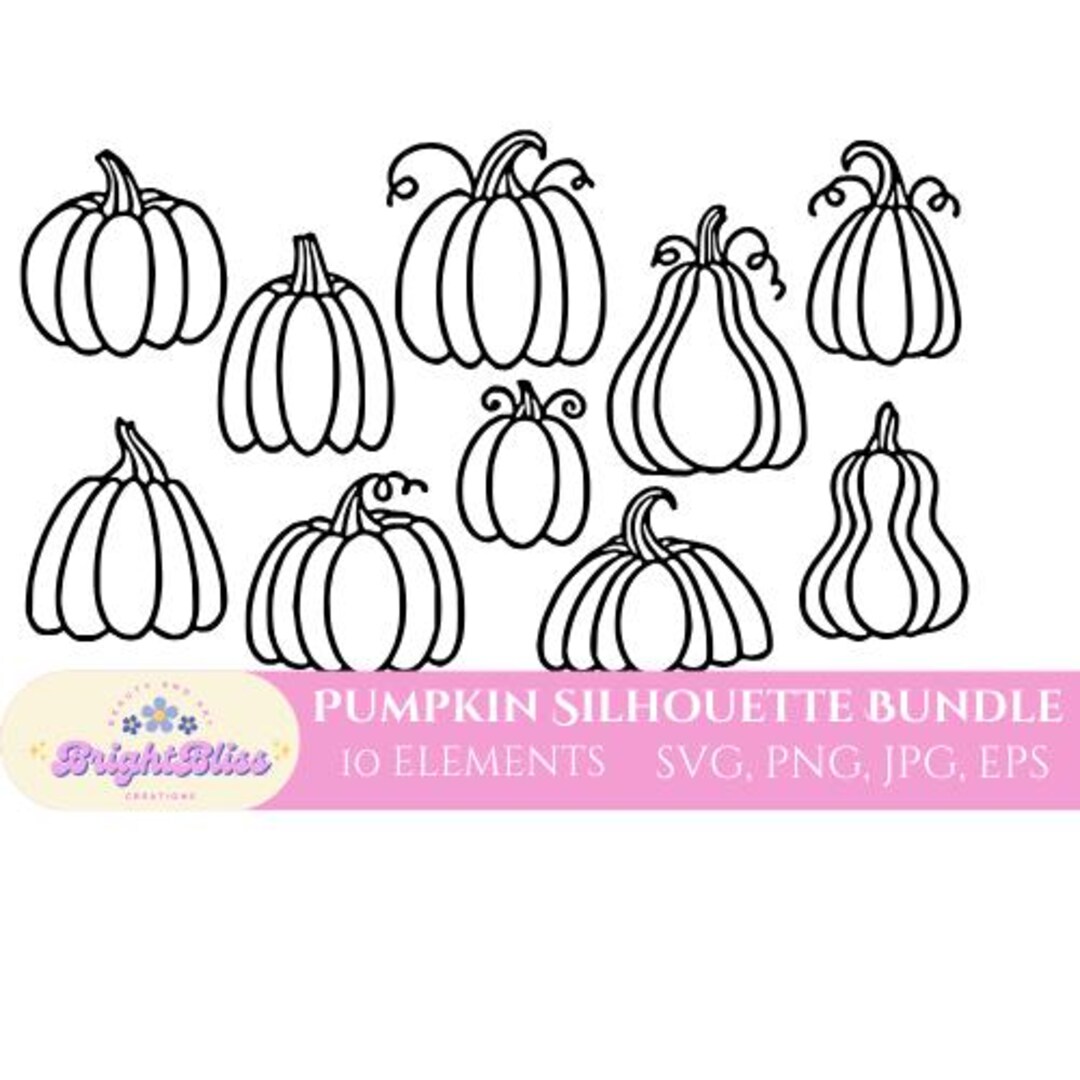 Pumpkin Silhouette SVG Bundle, Fall SVG, Autumn Bundle, SVG, Png, Jpg ...