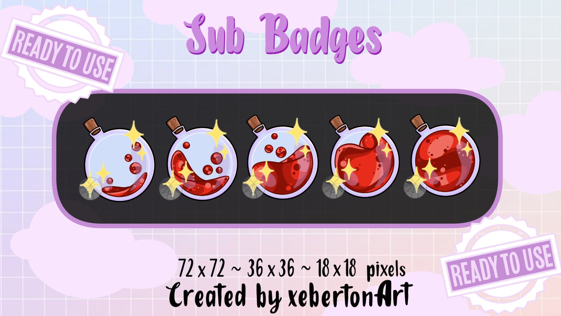 Red Potion Bottles | Twitch Badges | Sub Badges | Bit Badges | Potion ...