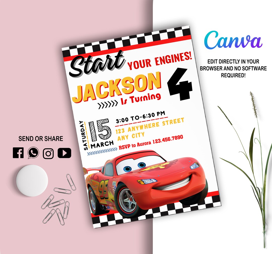 Cars Invitation L Kids Invitation L Digital Party Invite L Modern ...