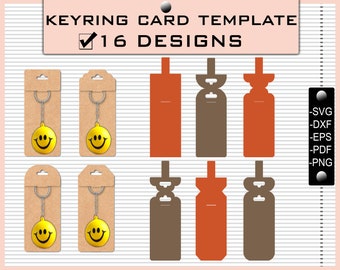 Keyring Fob Display Card SVG Template Keychain Key Ring Wristlet Card ...