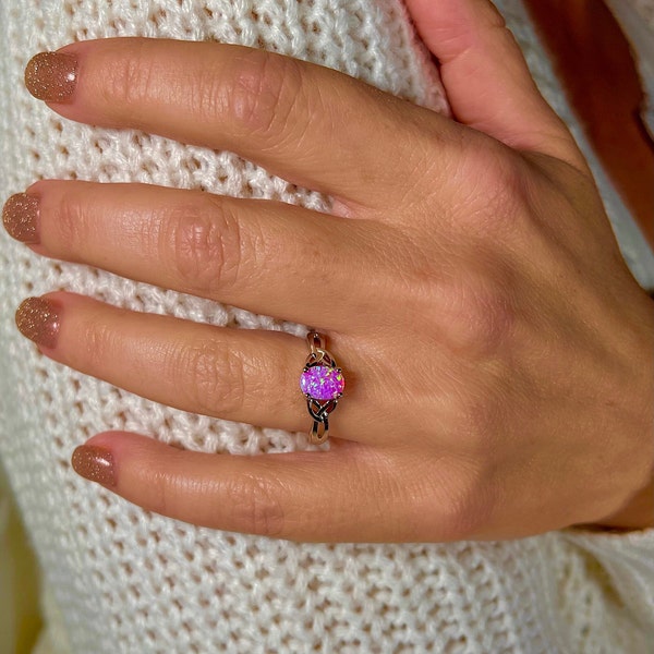 Pink Fire Opal Ring - Etsy