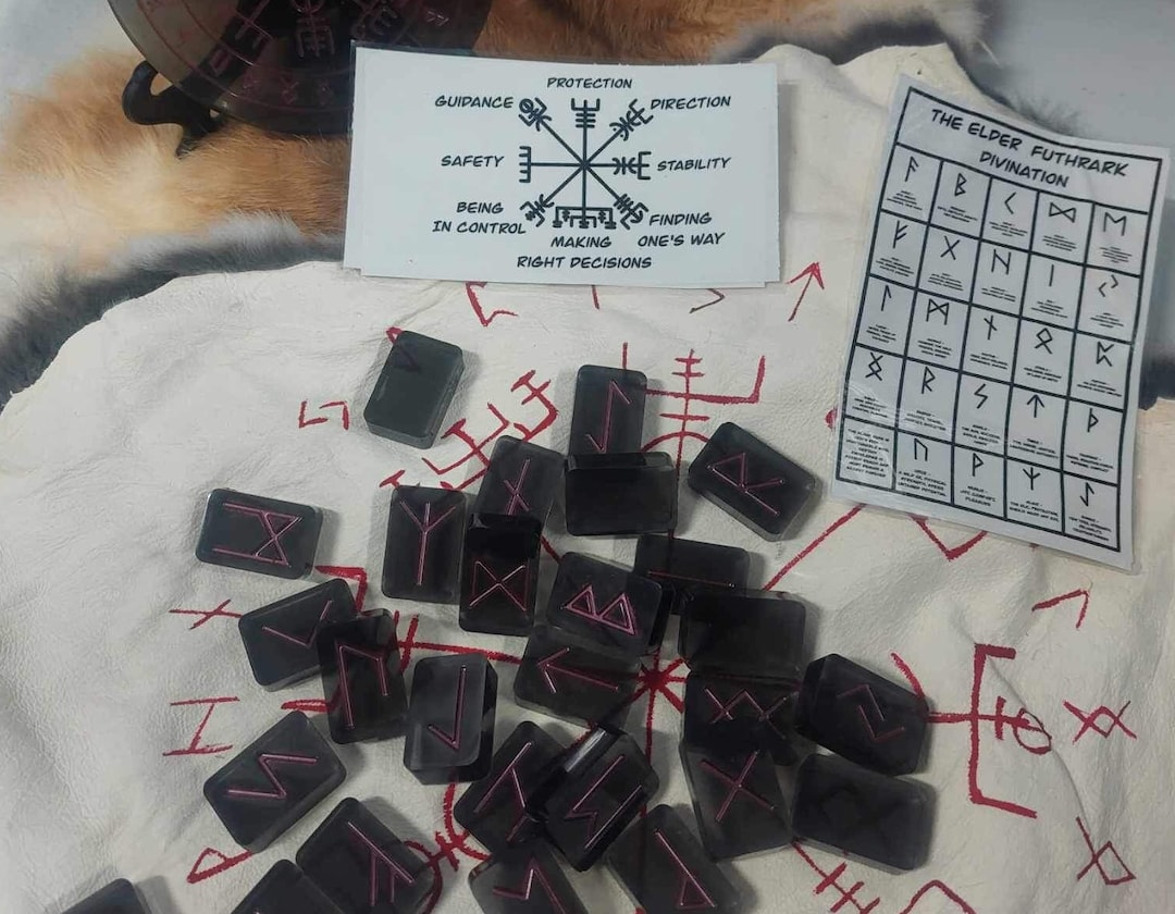Black Base Rune Witch Runes Elder Futhark Runes Resin - Etsy