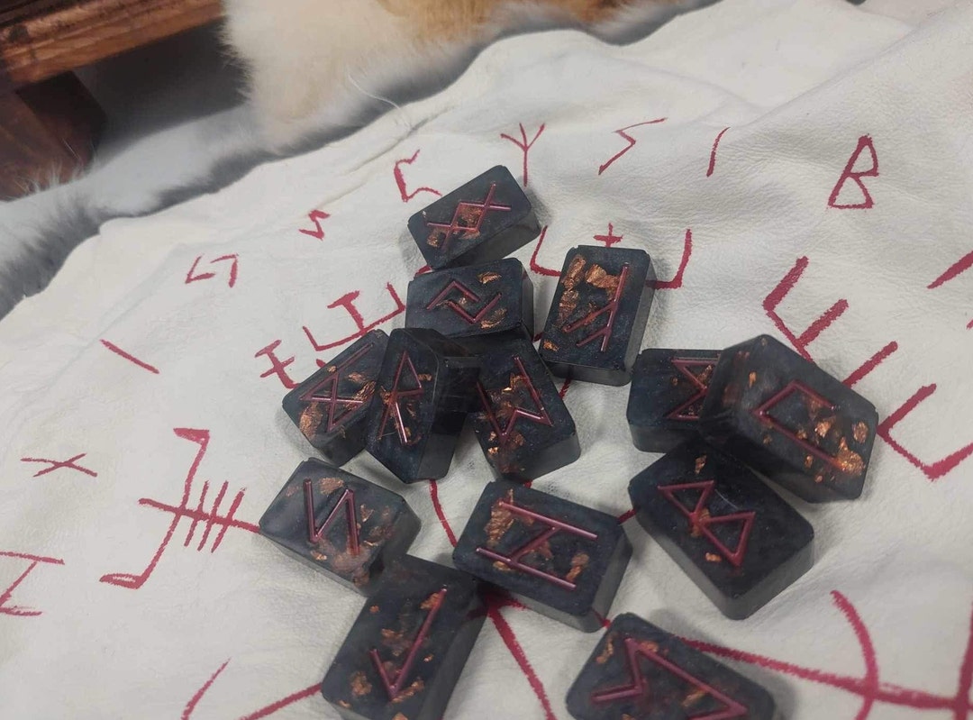 Black Base Runes Set, Witch Runes, Elder Futhark Runes, Resin Runes ...