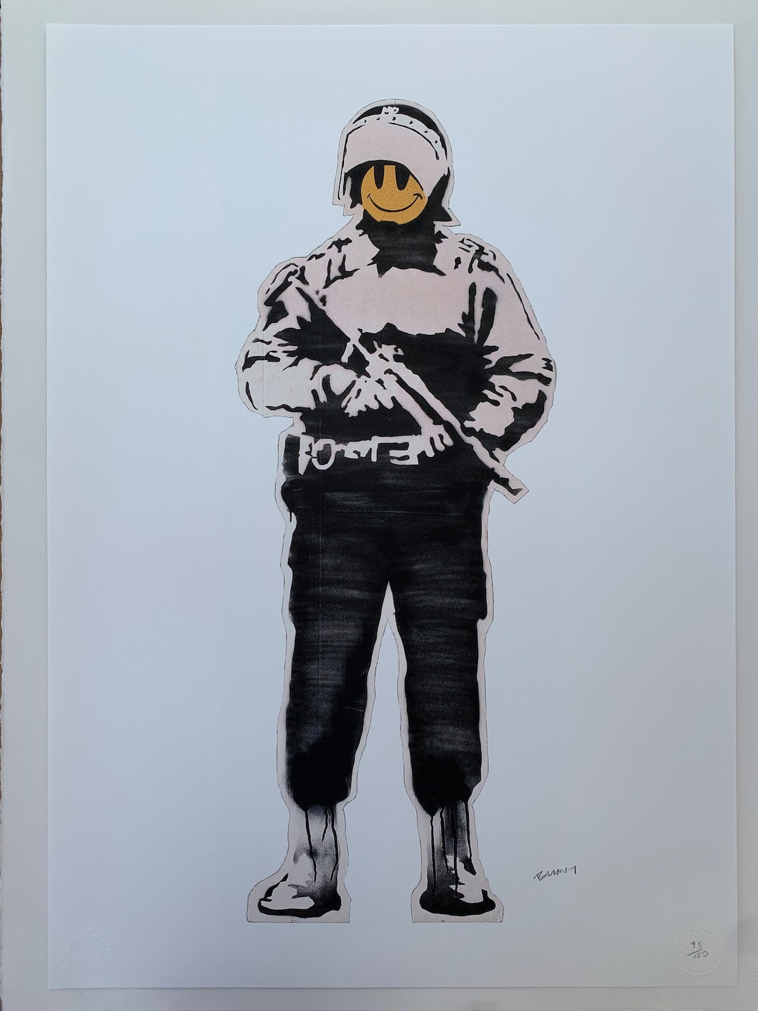 Banksy happy Cop Lithography, Certificate, Signed, Top Wall Art - Etsy
