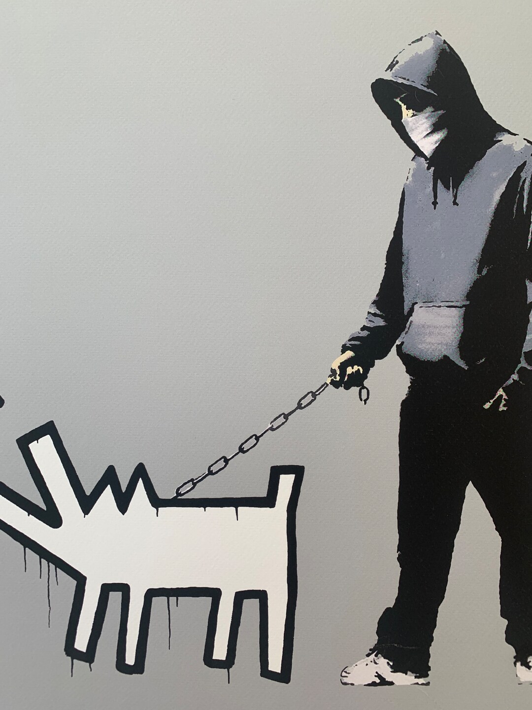 Banksy Lithograph, Banksy Signed-hoodie Keit Haring Dog Grey ...
