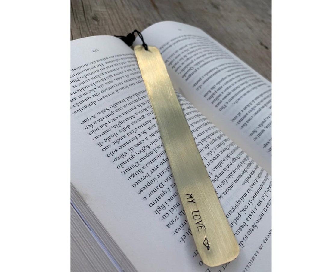Hammered Bookmark-personalized Brass Bookmark-custom Stamped Metal ...