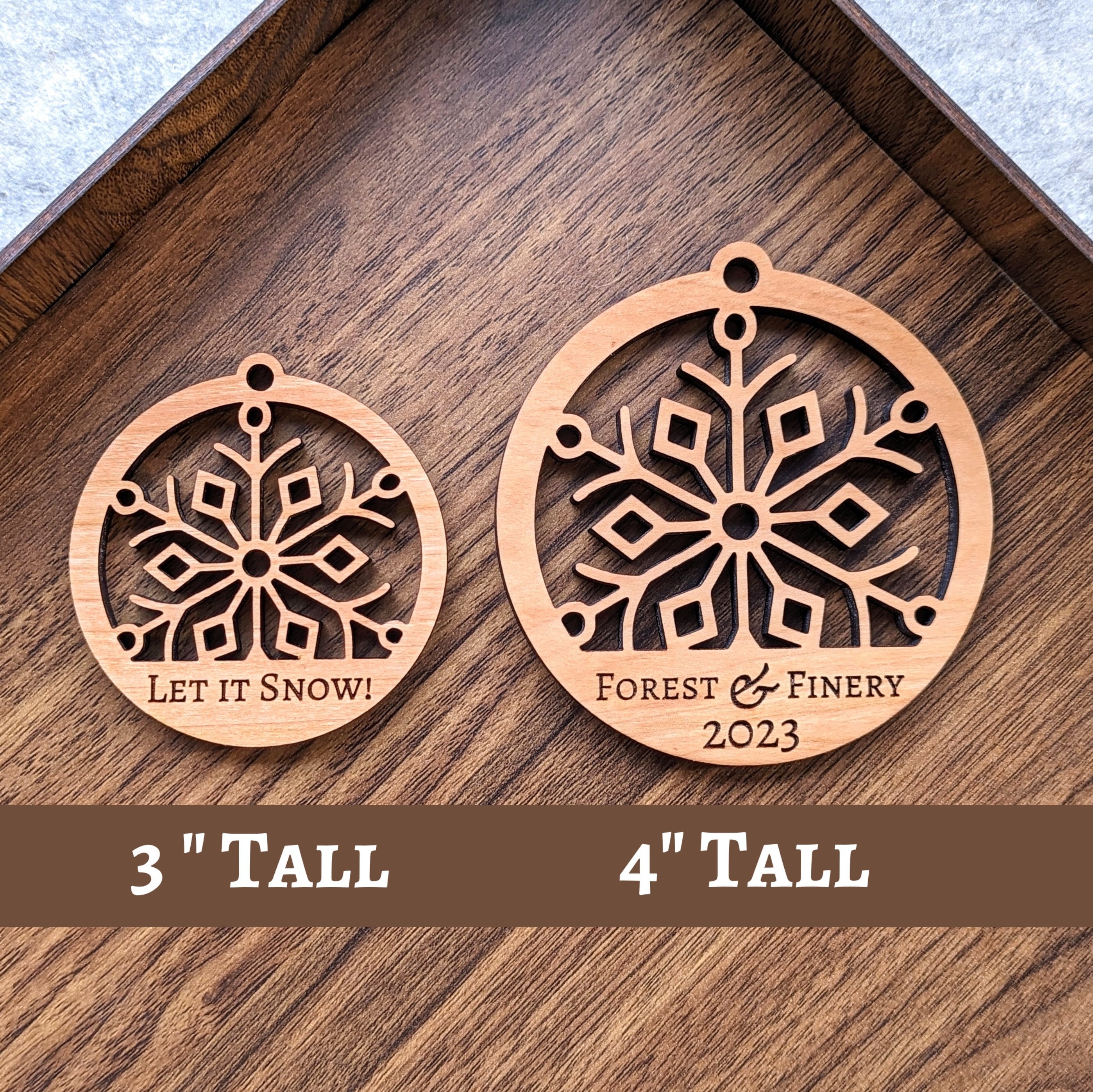 Personalized Snowflake Ornament 3 Design Options 2 Sizes Solid 1/4 ...