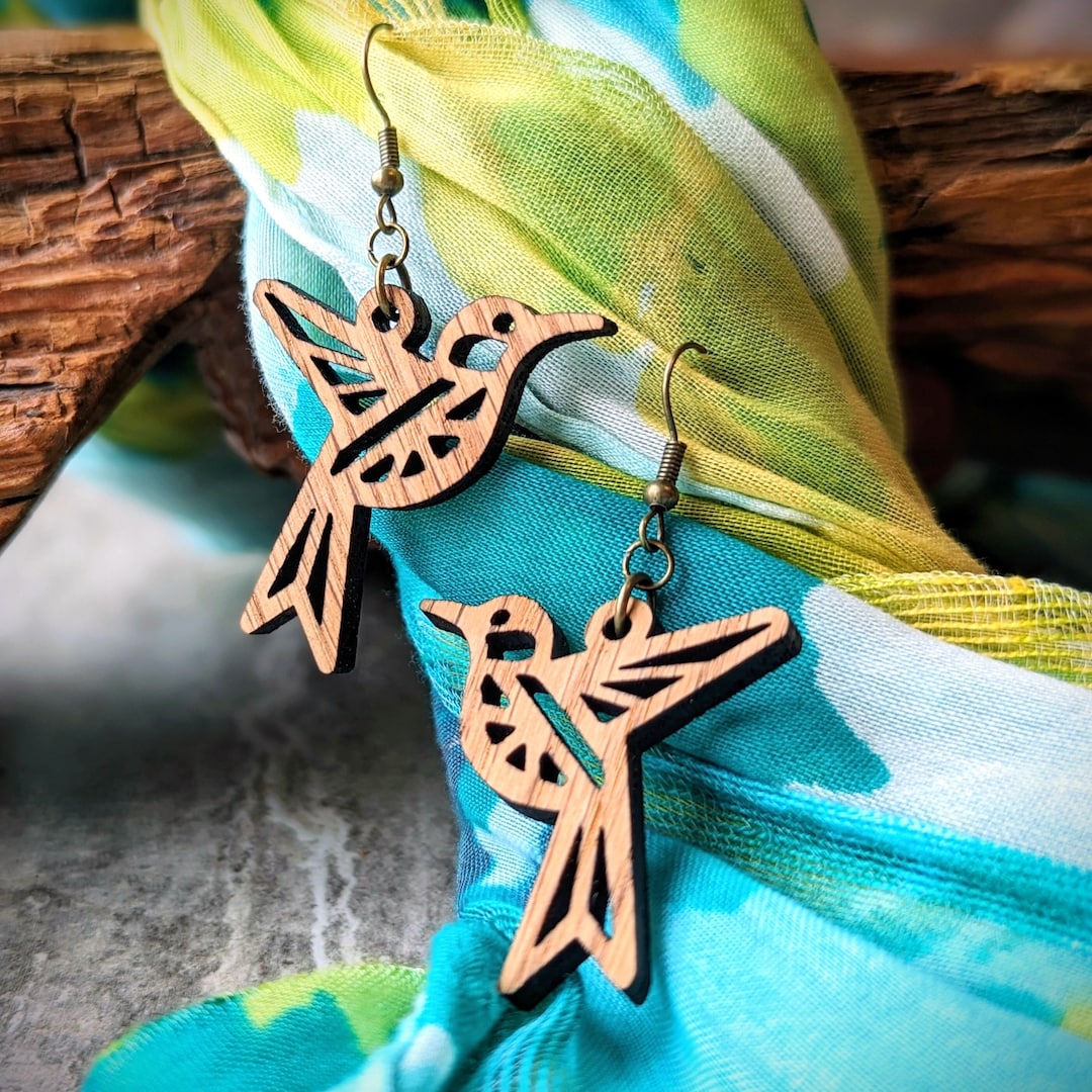 Hummingbird Earrings • Handmade Nature Inspired Wooden Jewelry • 5th ...