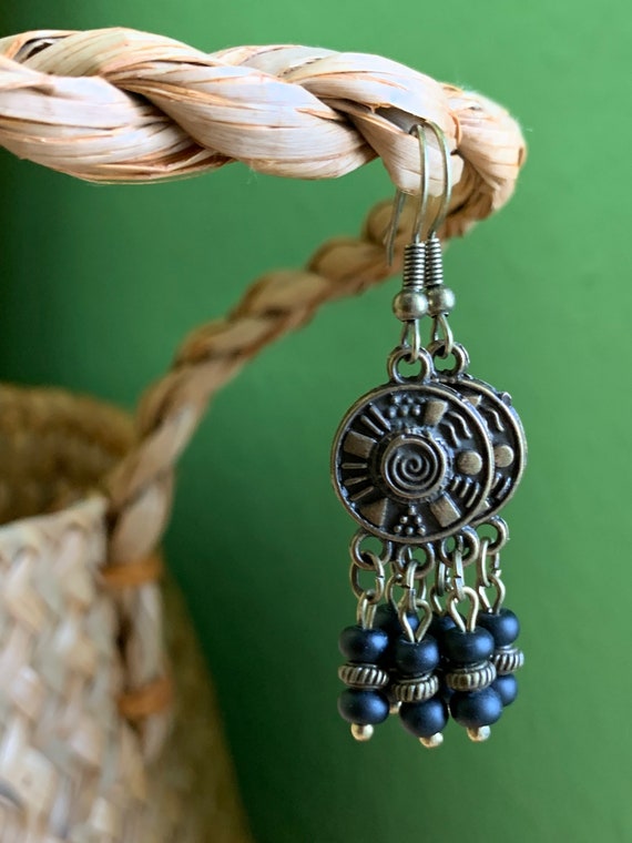 Black boho earrings store