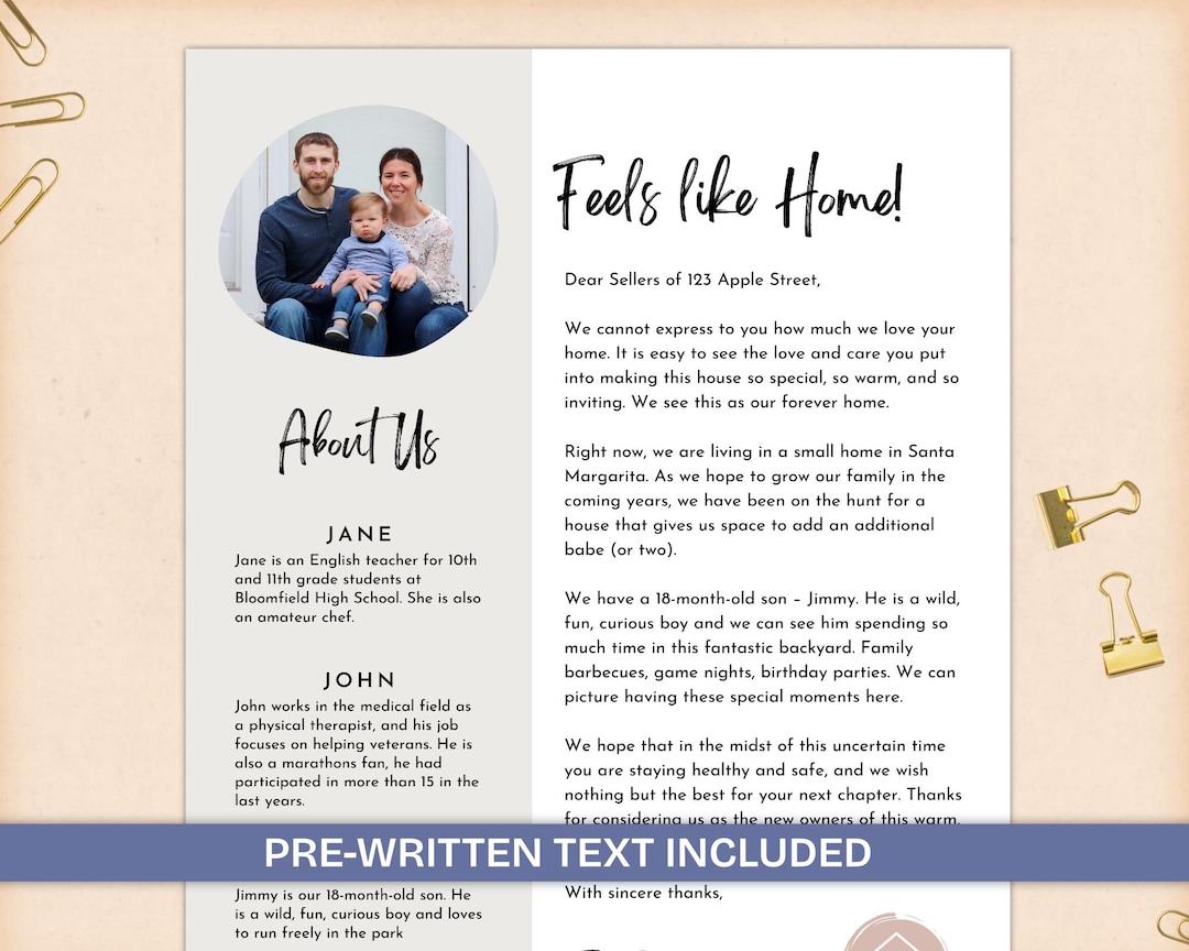 First Time Home Buyer, Real Estate Love Letter, Dear Seller Letter ...