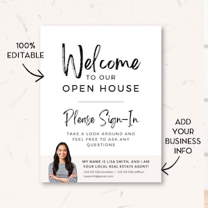 Open House Welcome Sign Printable, Real Estate Marketing, Open House ...