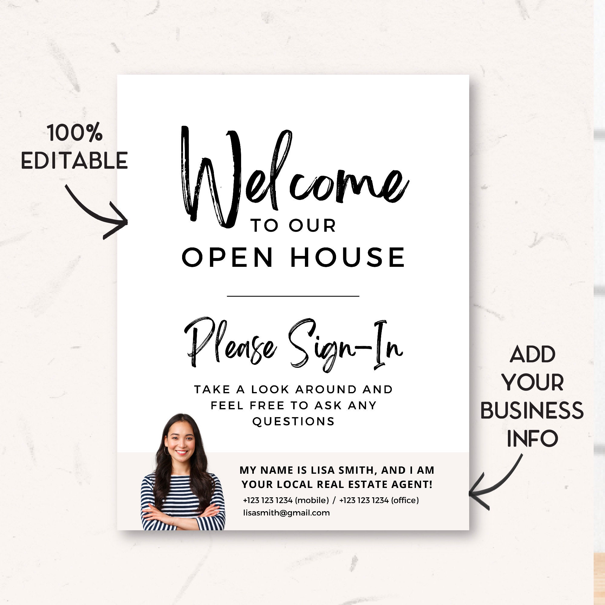 Open House Welcome Sign Printable, Real Estate Marketing, Open House ...