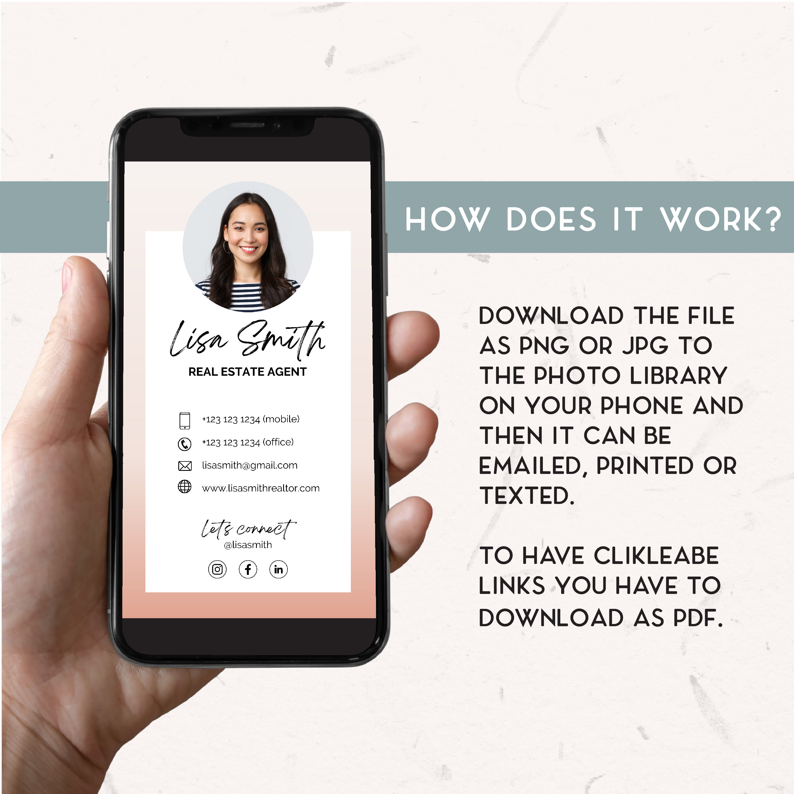 Digital Business Card Template , Digital Business Card for Text ...