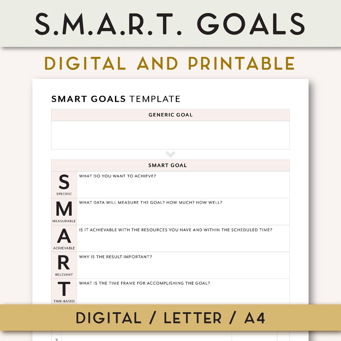 SMART Goals Template Goal Setting Printable Goal Planning - Etsy