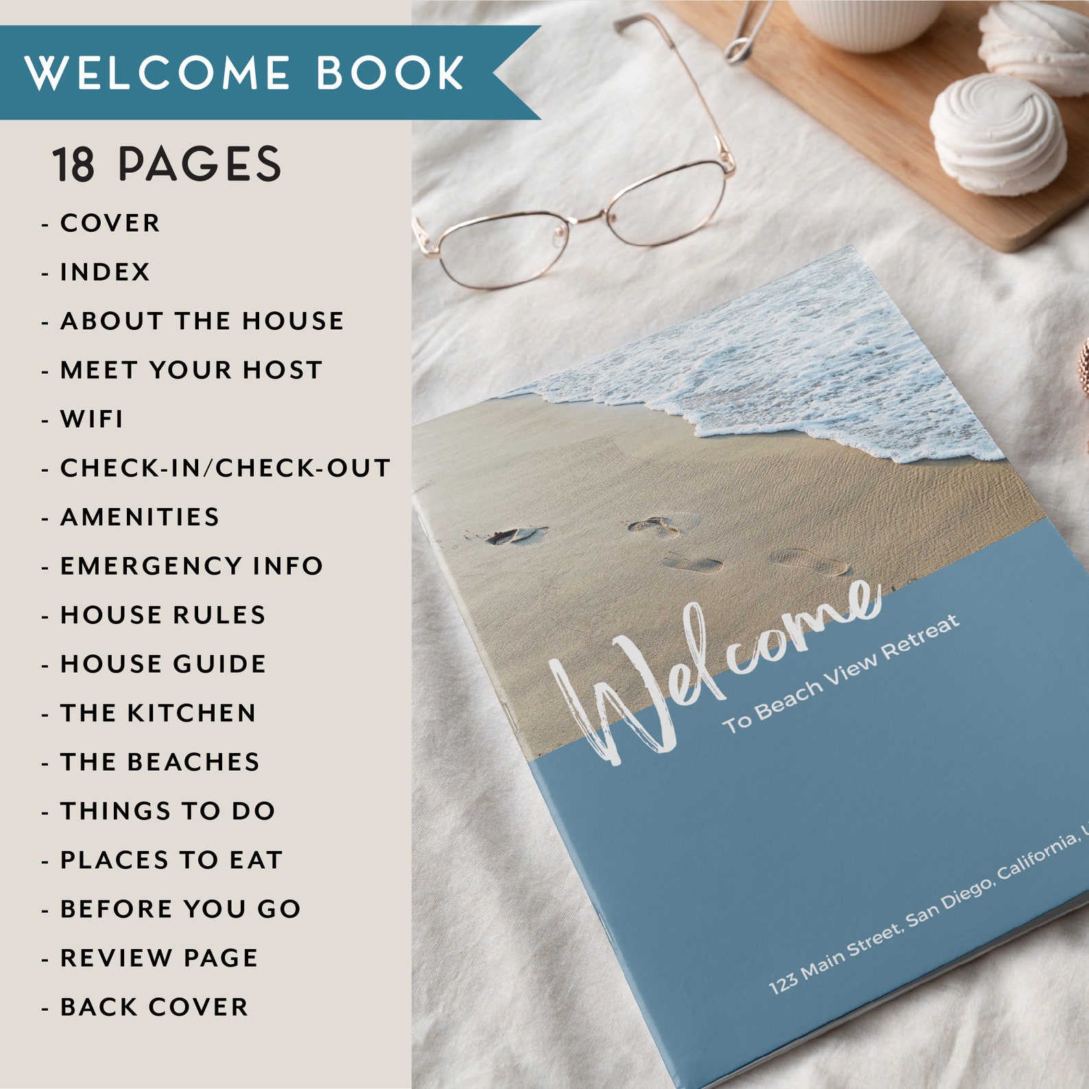 Vacation Rental Welcome Book Template Beach, Short Term Rental Guide ...