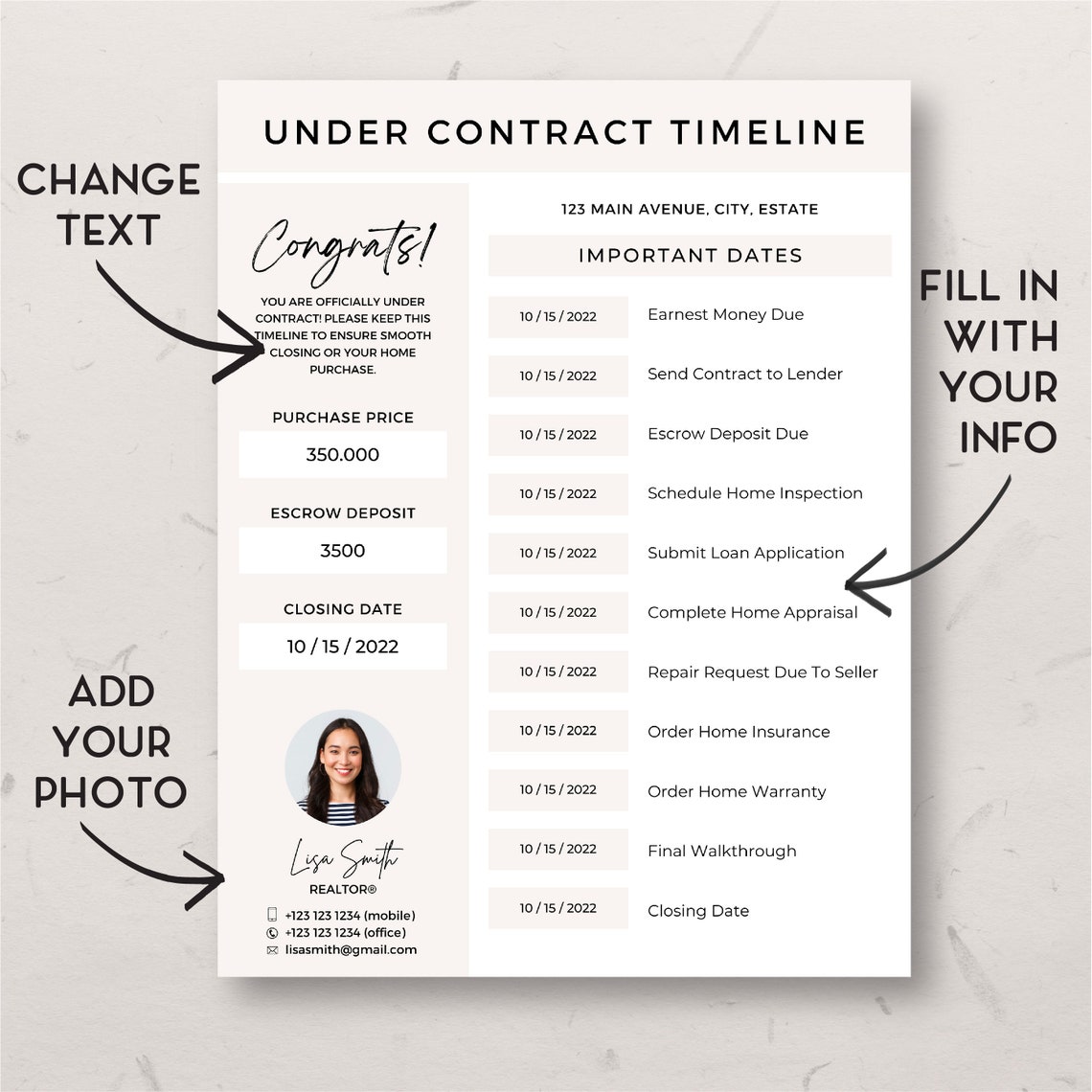 Under Contract Timeline, Under Contract Template Real Estate, Real ...