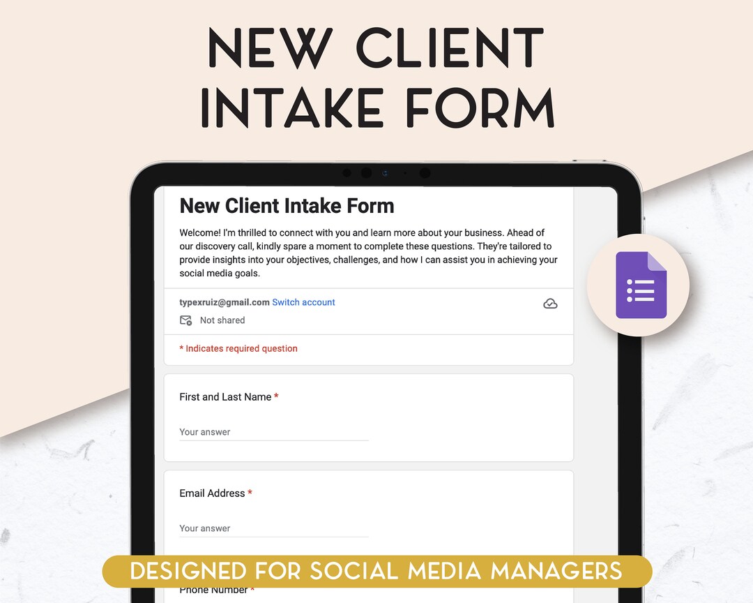 New Client Intake Form, Discovery Call Template, Client Questionnaire ...