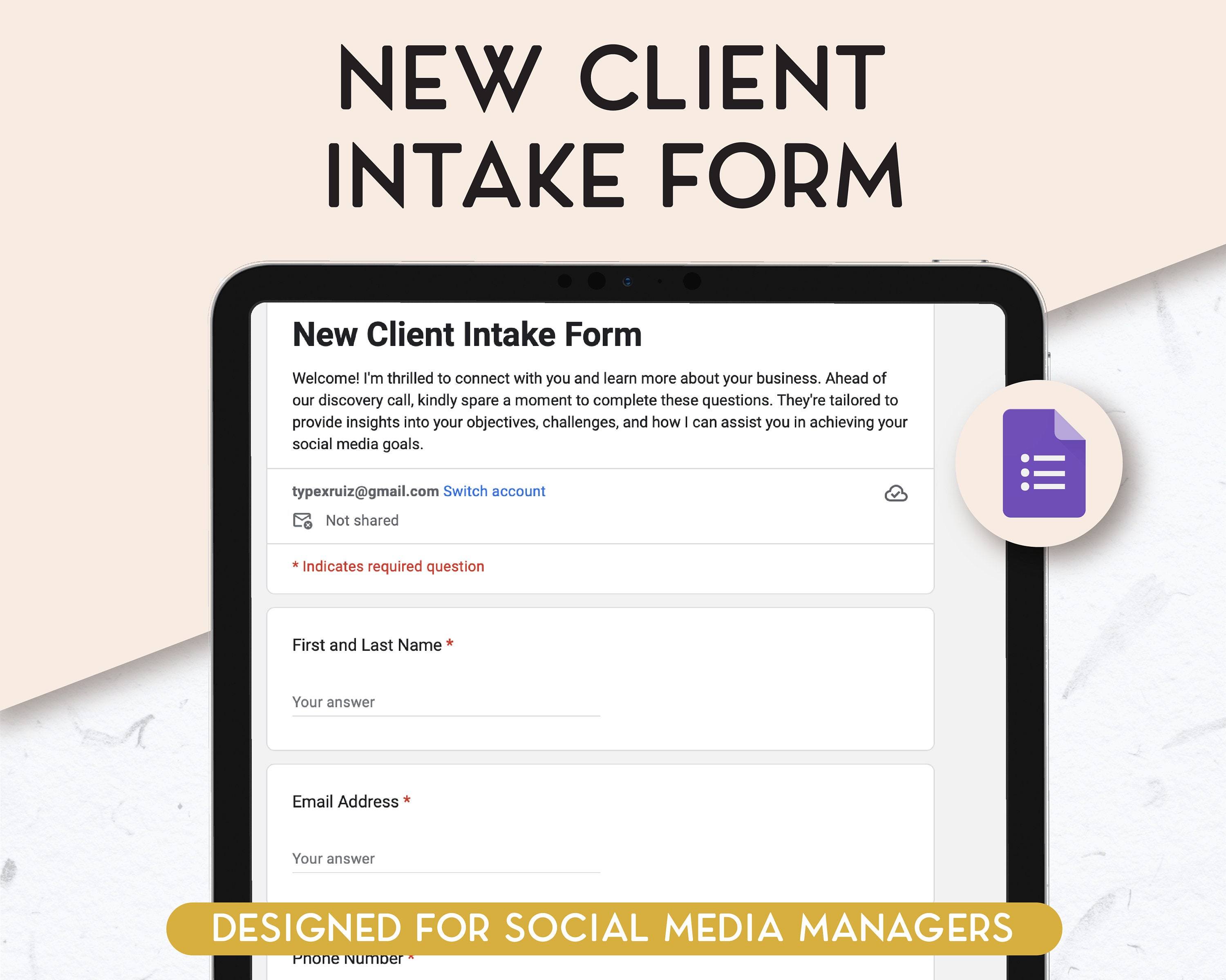 New Client Intake Form, Discovery Call Template, Client Questionnaire ...