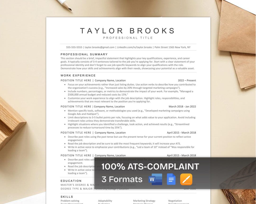 Modelo de currículo amigável do ATS, currículo editável do Google Docs ...