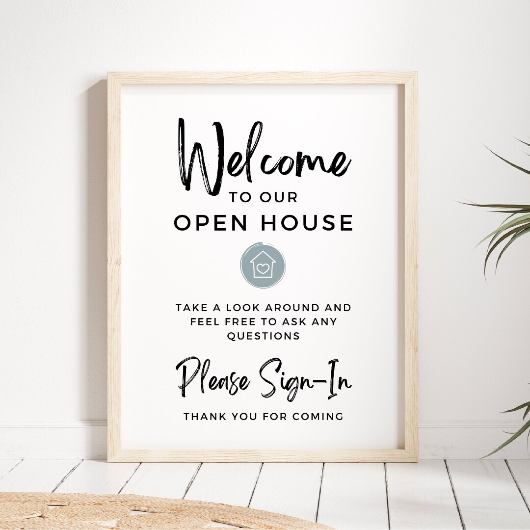 Open House Welcome Sheet Printable, Open House Welcome Sign, Real ...