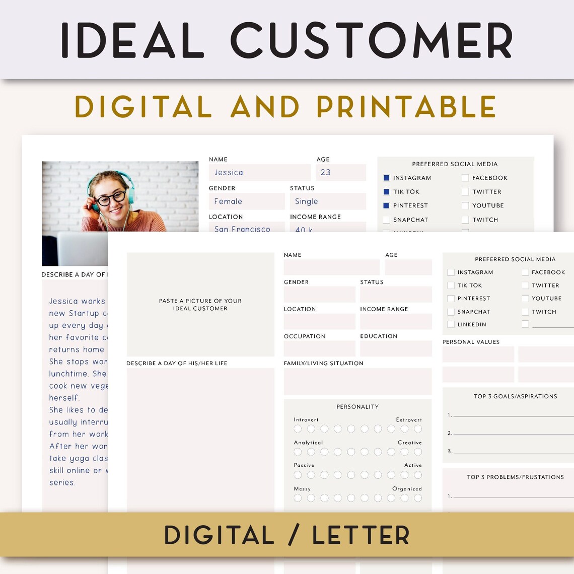 Ideal Customer Target Audience Template Customer Profile - Etsy