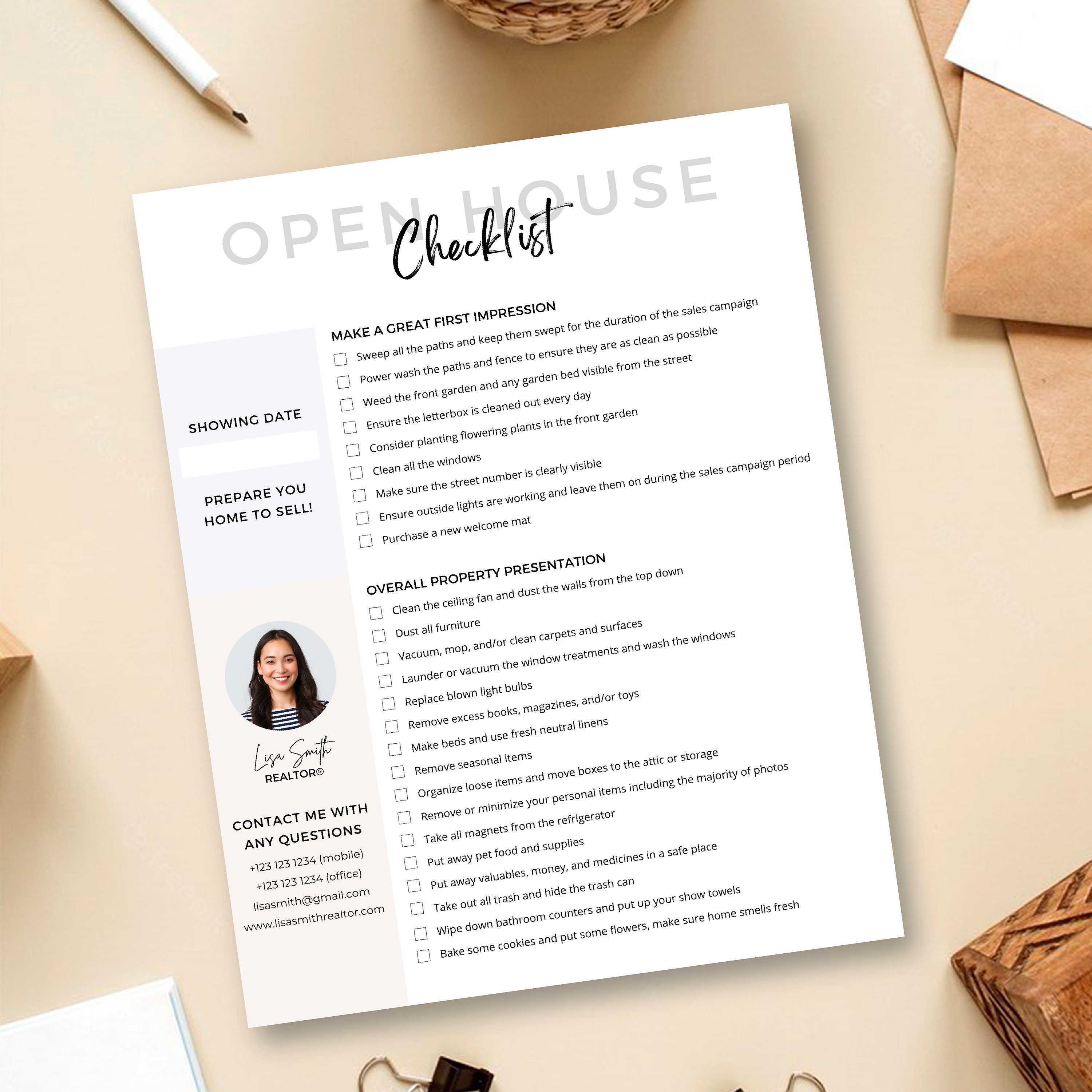 Real Estate Open House Checklist, Showing Checklist, Home Seller ... Real Estate Open House Checklist, Showing Checklist, Home Seller ...