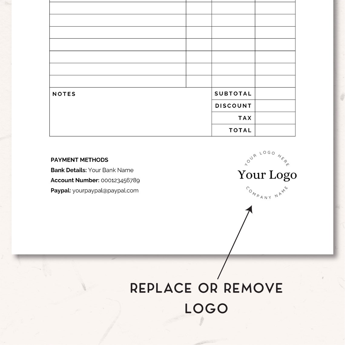 Minimalist Invoice Template Word, Small Business Invoice Editable ...
