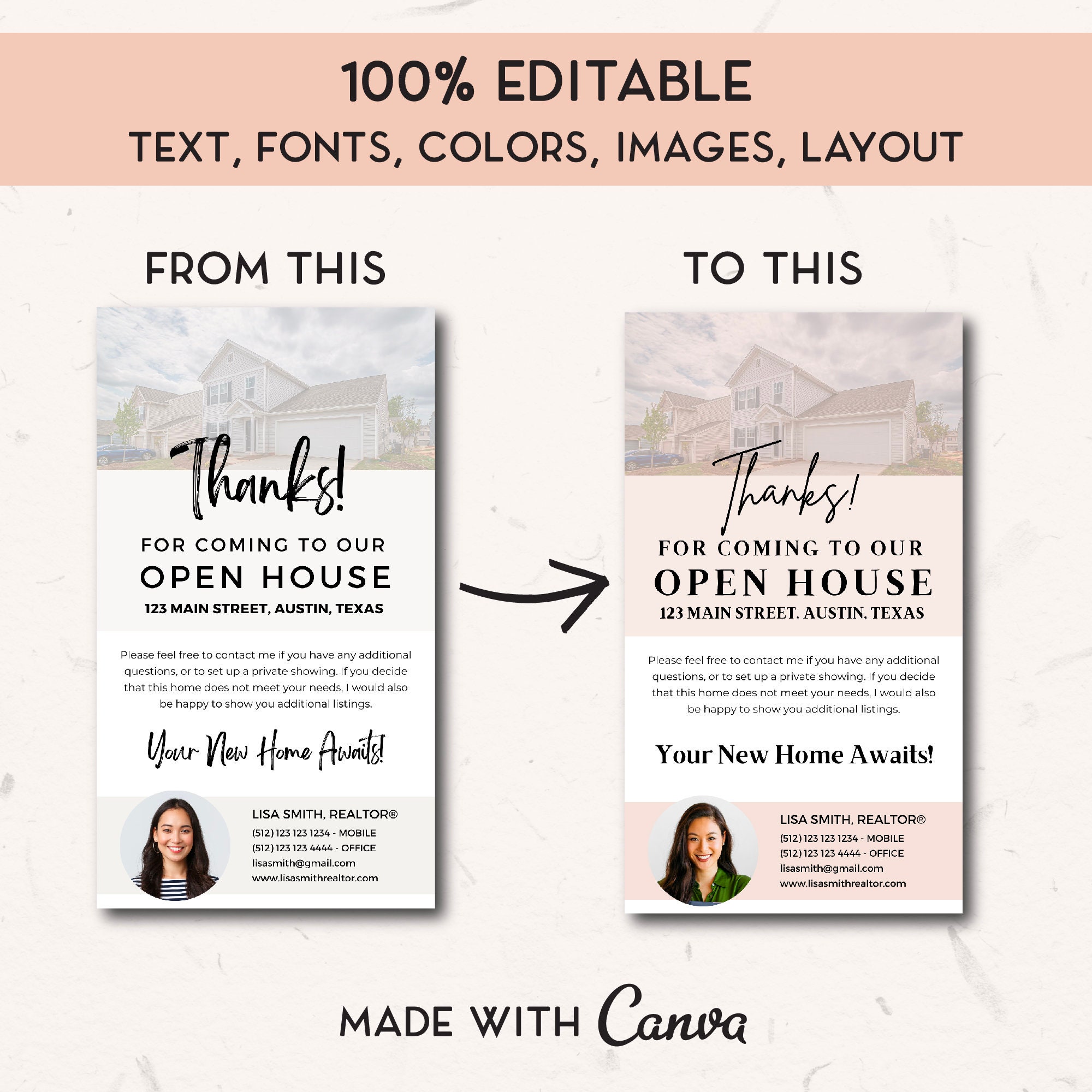 Digital Thank You Card, Open House Thank You Text, Textable Real Estate ...