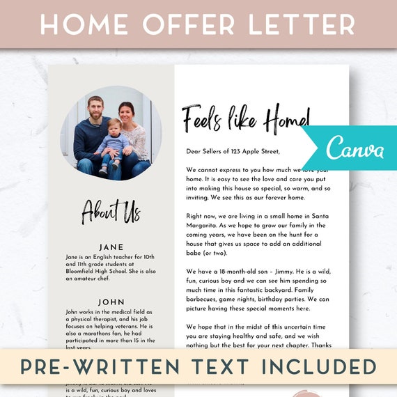 First Time Home Buyer Real Estate Love Letter Dear Seller - Etsy
