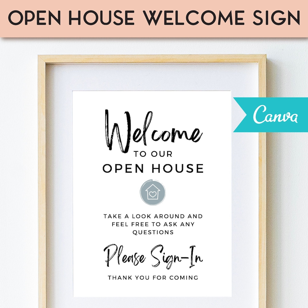 Open House Welcome Sheet Printable Open House Welcome Sign - Etsy