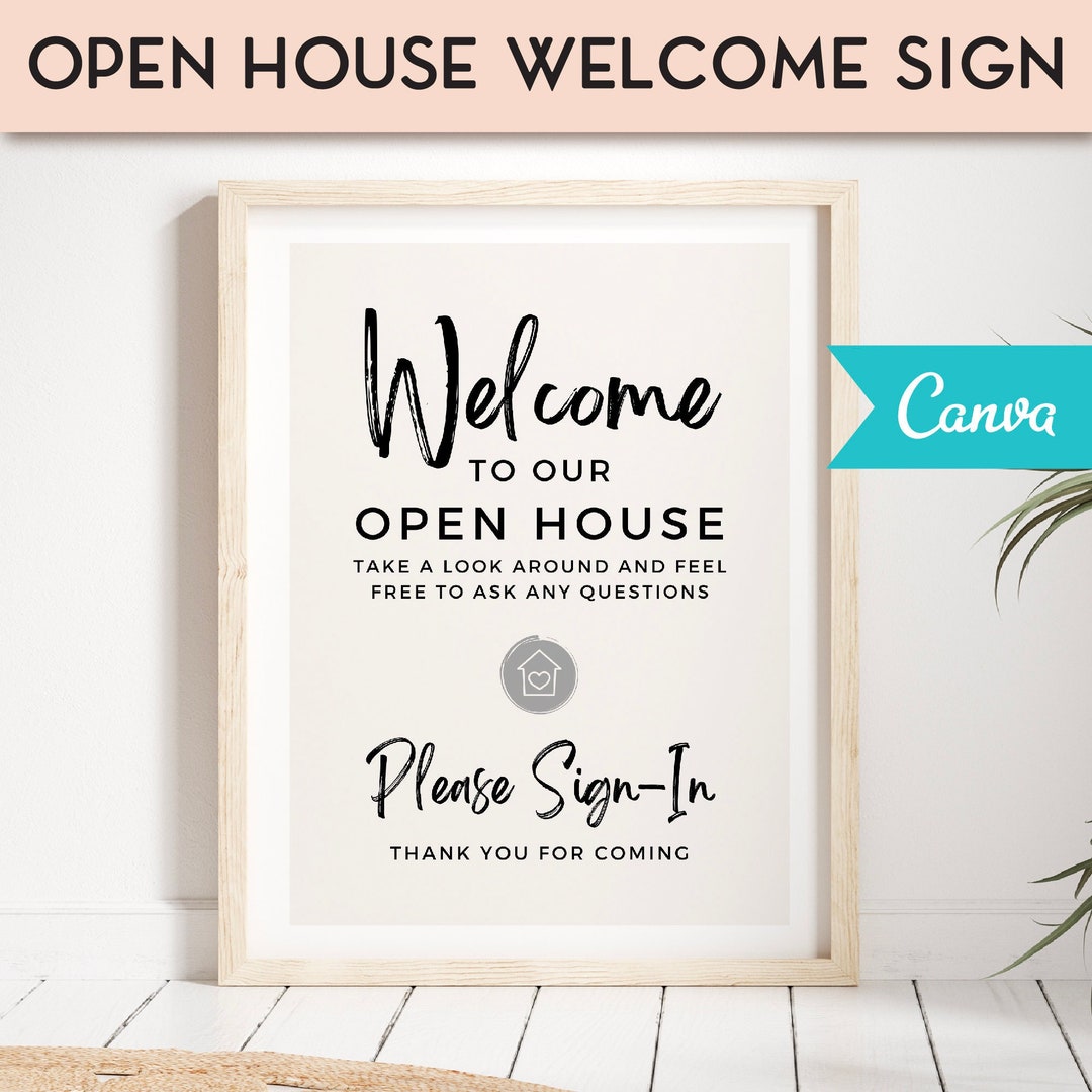 Open House Welcome Sign Printable Real Estate Marketing Open - Etsy