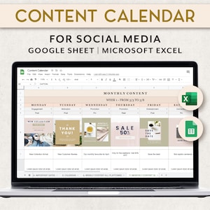 Content Planner Google Sheets, Social Media Content Calendar Excel ...