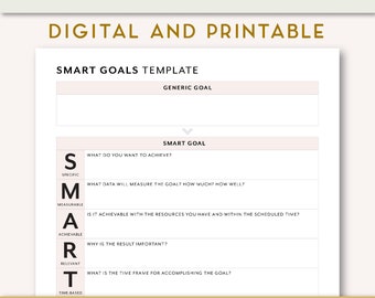SMART Goals Template, Goal Setting Printable, Goal Planning Sheet ...
