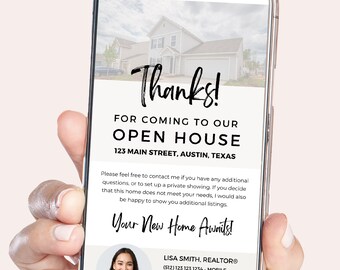 Open House Thank You Text, Textable Real Estate Thank You Card, Real ...
