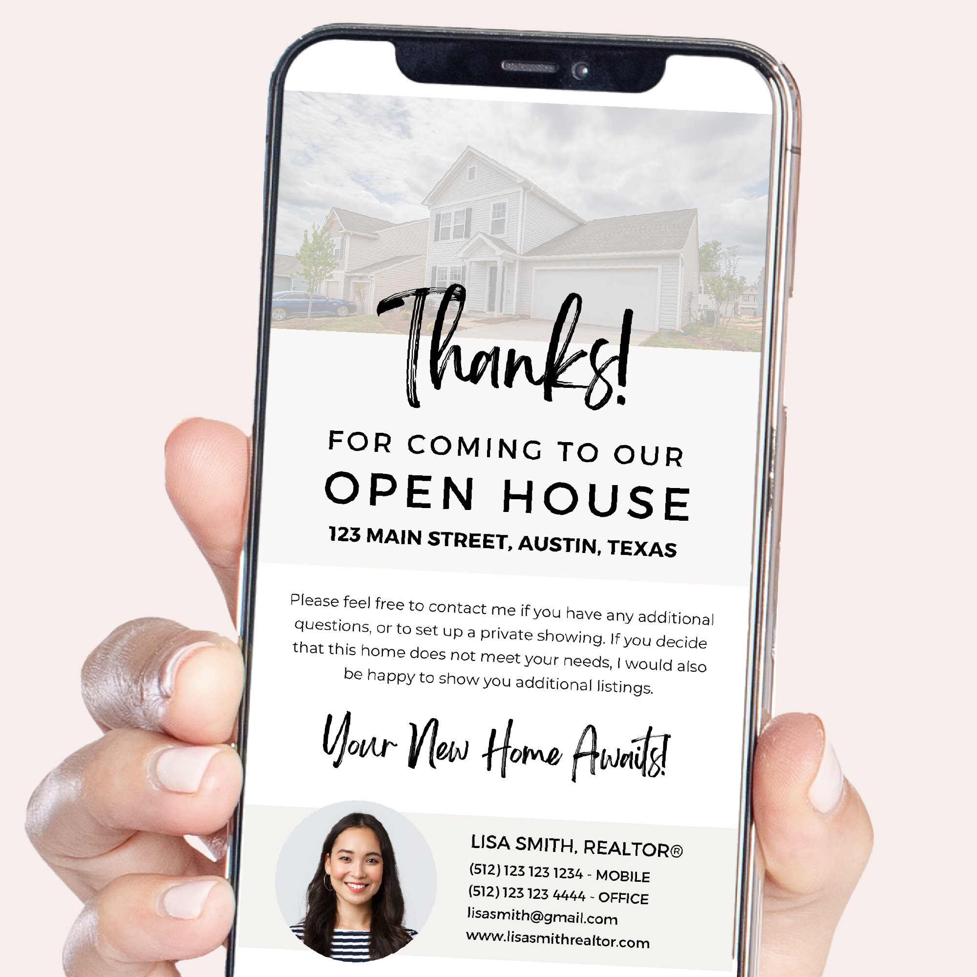 Digital Thank You Card, Open House Thank You Text, Textable Real Estate ...