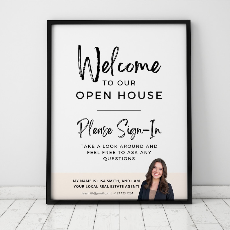Open House Welcome Sign, Open House Sheet Printable, Real Estate ...