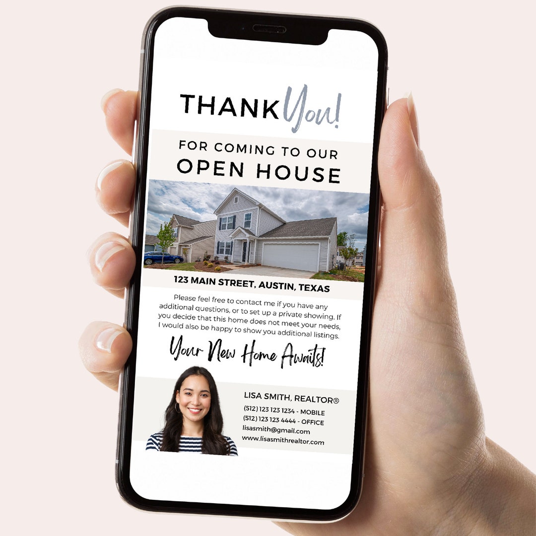 Open House Thank You Text, Textable Real Estate Thank You Card, Real ...