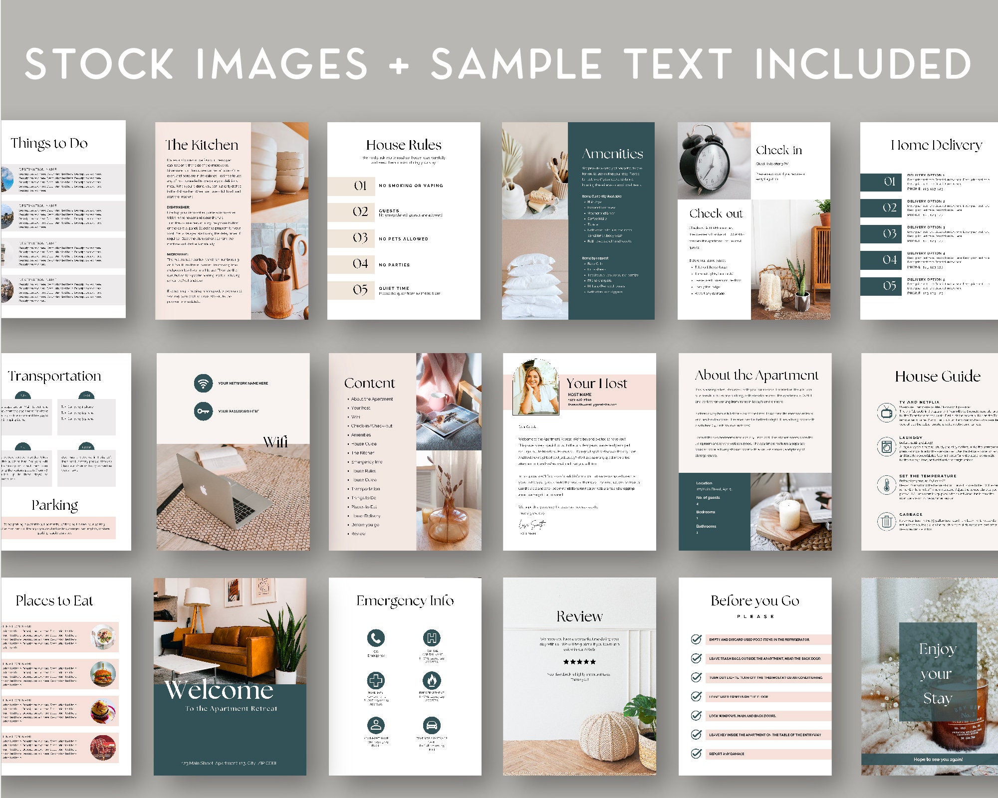 Vacation Rental Welcome Book Template, Short Term Rental Guide Book ...