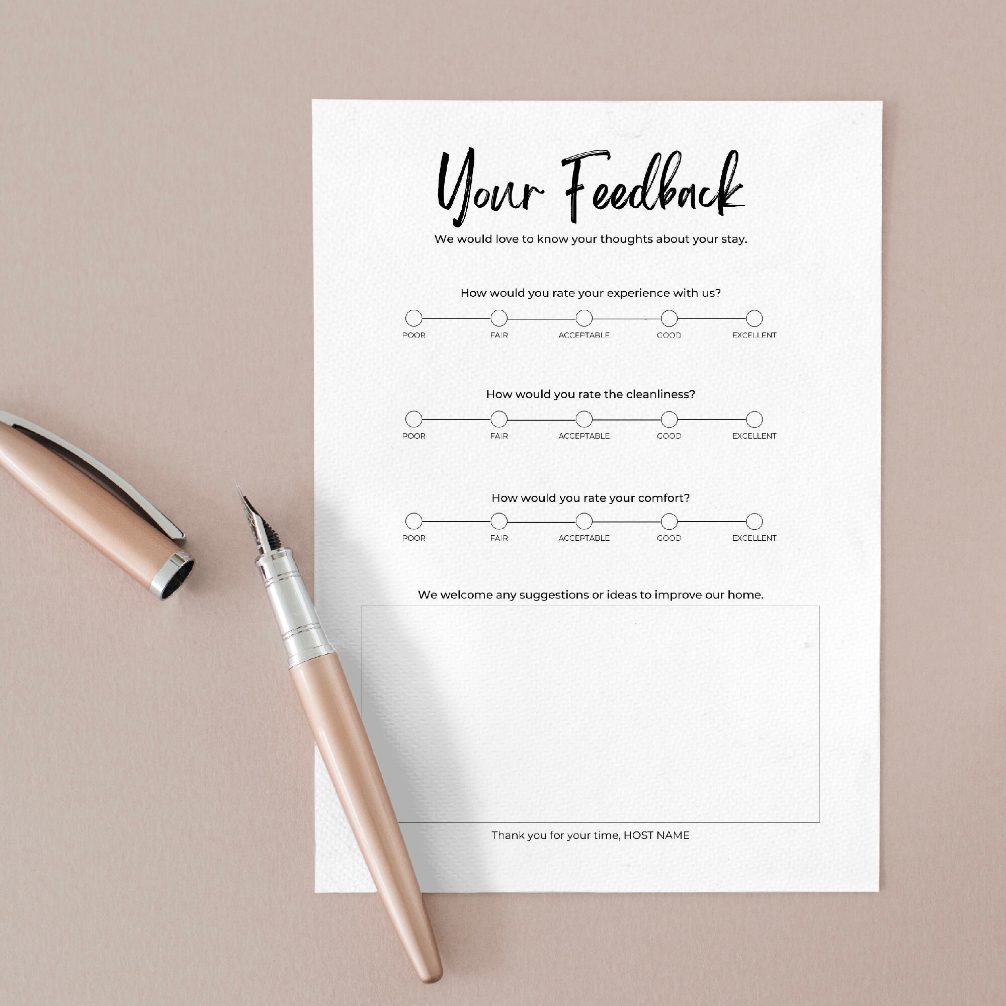 Vacation Rental Feedback Form, Feedback Template, Review Template ...