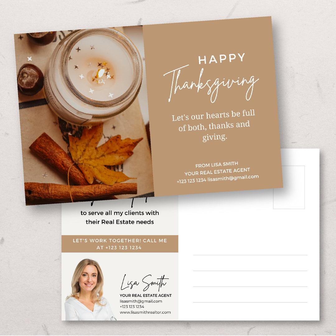 Thanksgiving Real Estate Farming, Realtor Fall Postcard, Real Estate ...