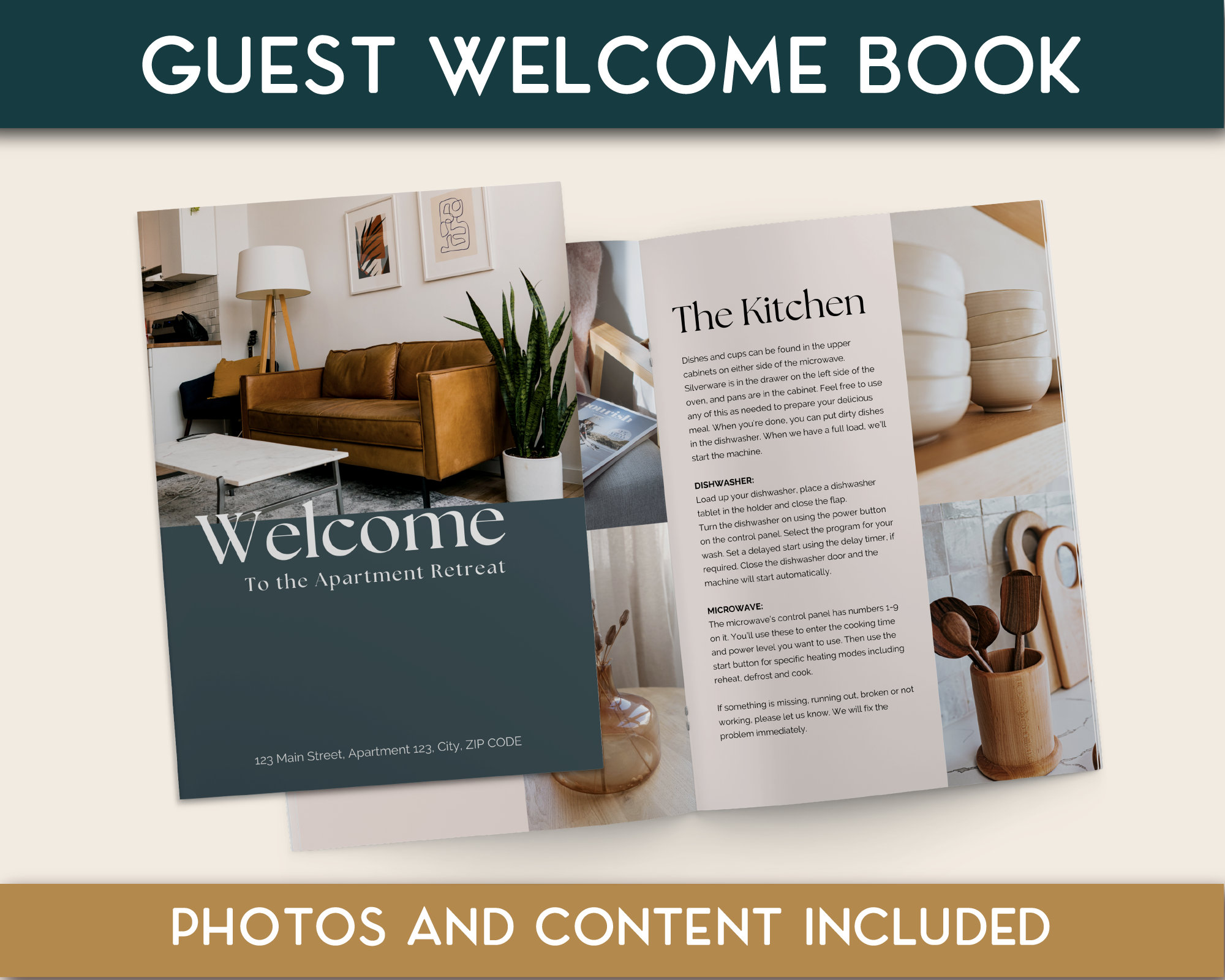 Vacation Rental Welcome Book Template , Short Term Rental Guide Book ...