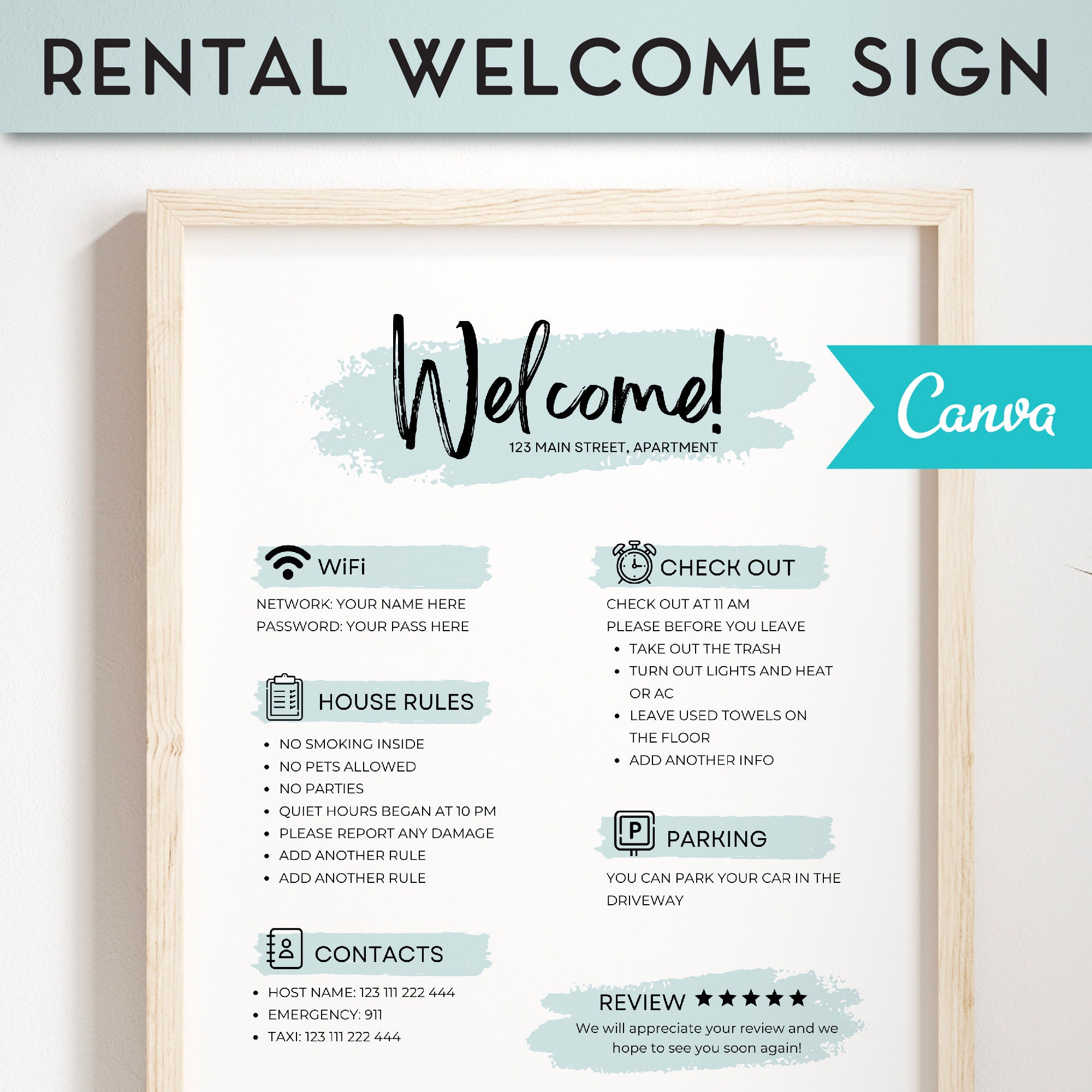 Vacation Rental Welcome Sign, House Rules Sign, Guests Welcome Sign ...